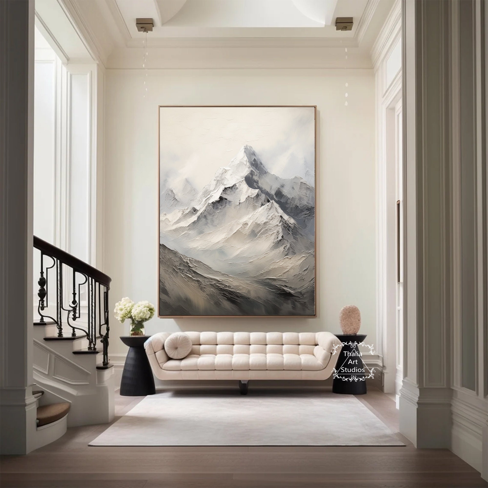 Original Abstract Mountain Landscape Painting Hand Painted Snow ...