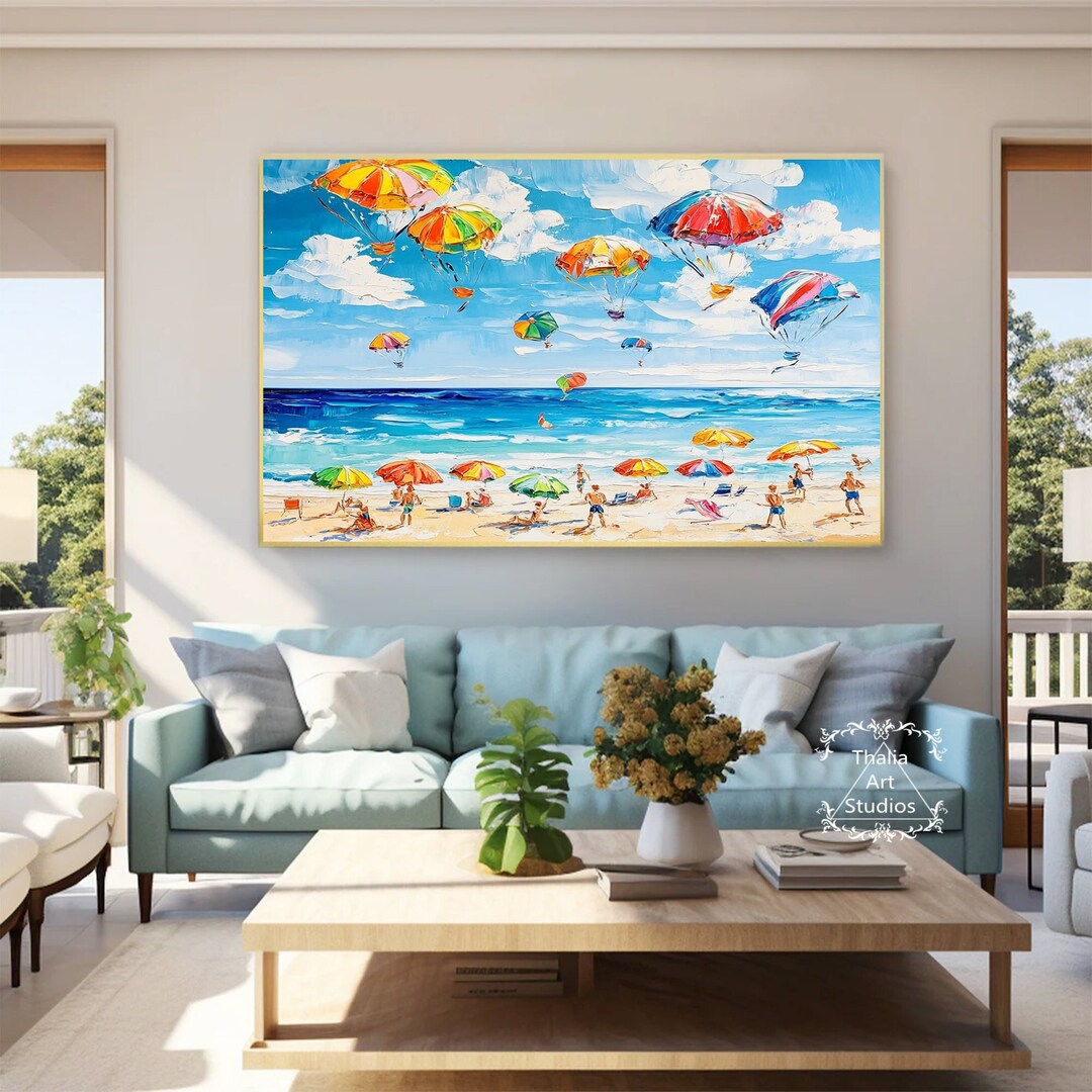 Large Abstract Beach Texture Painting Hand Painted Summer Beach ...