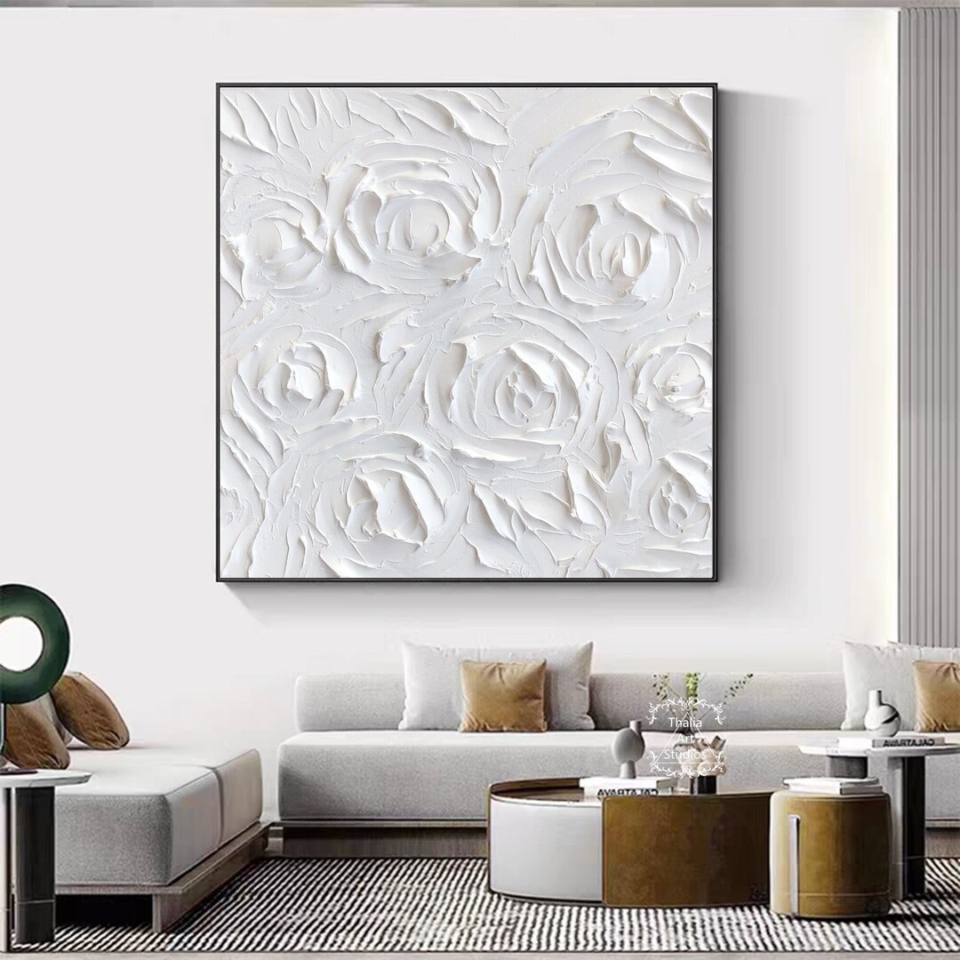 White Texture Wall Art White Abstract Abstract Flower Painting Texture ...