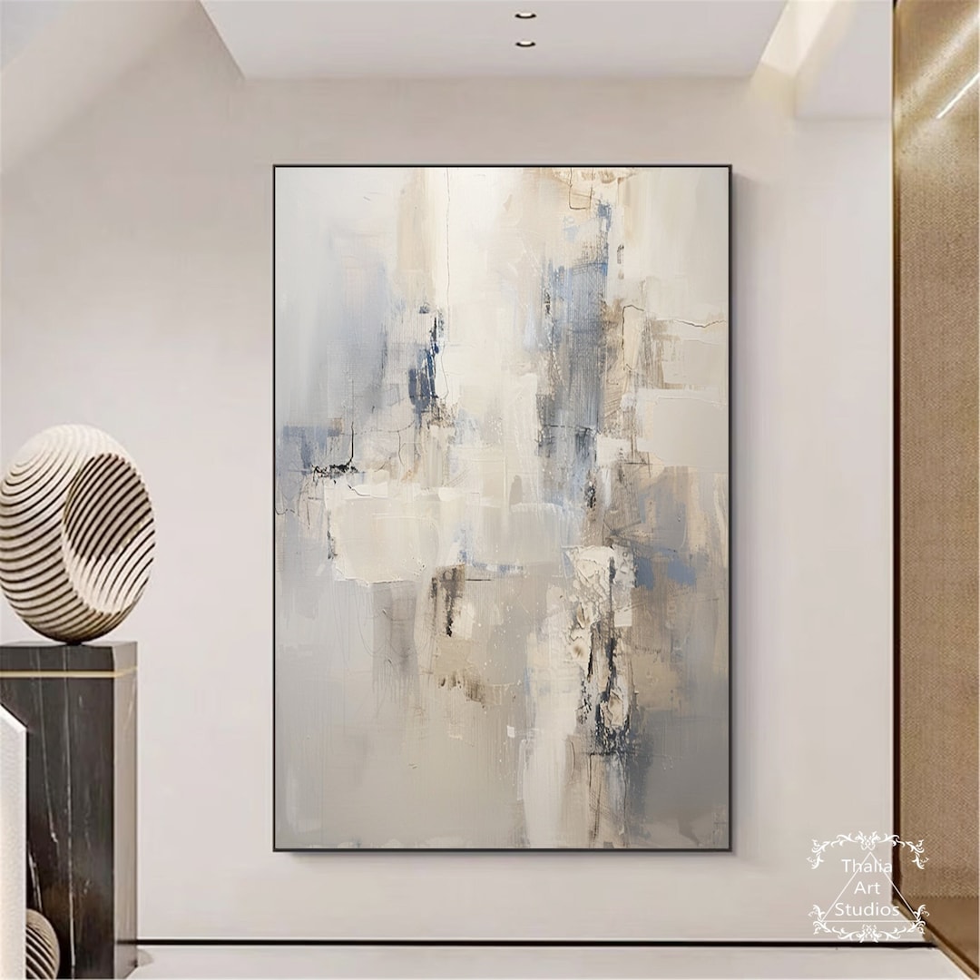 Gray and Blue Minimalist Abstract Painting Original Minimalist Abstract ...