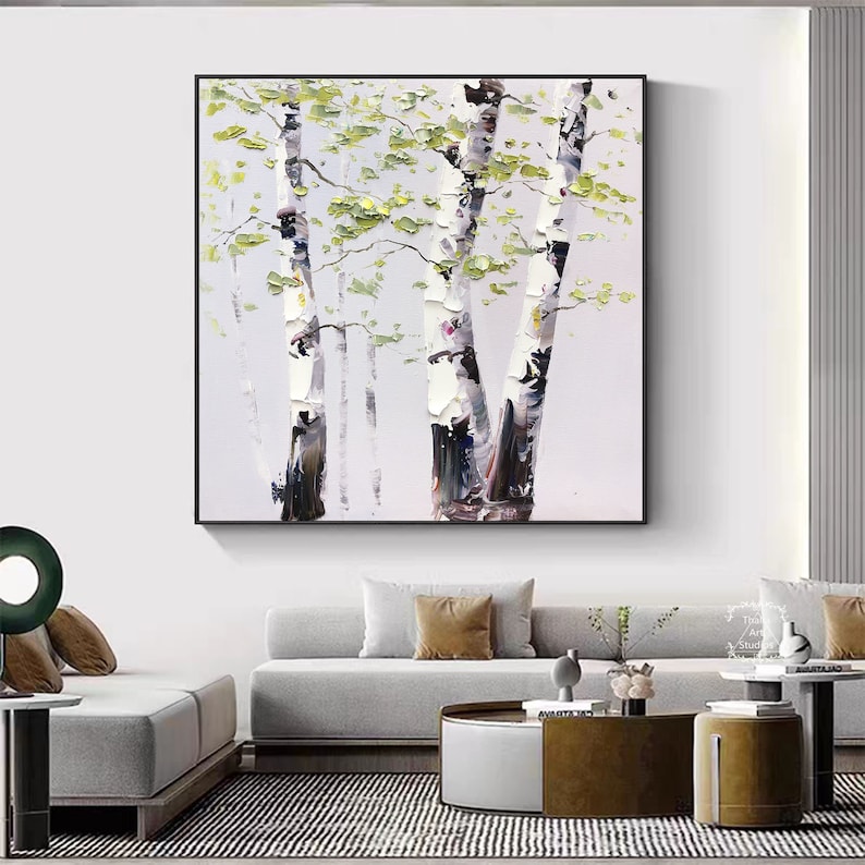 Large Birch Tree Abstract Painting Birch Tree Texture Art - Etsy
