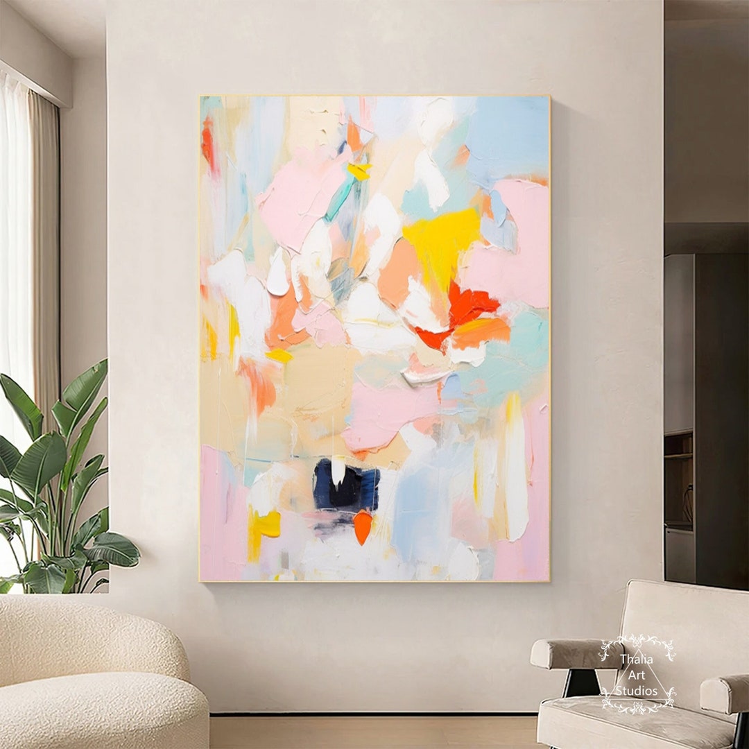Colorful Textured Abstract Painting Large Minimalist Abstract Colorful ...