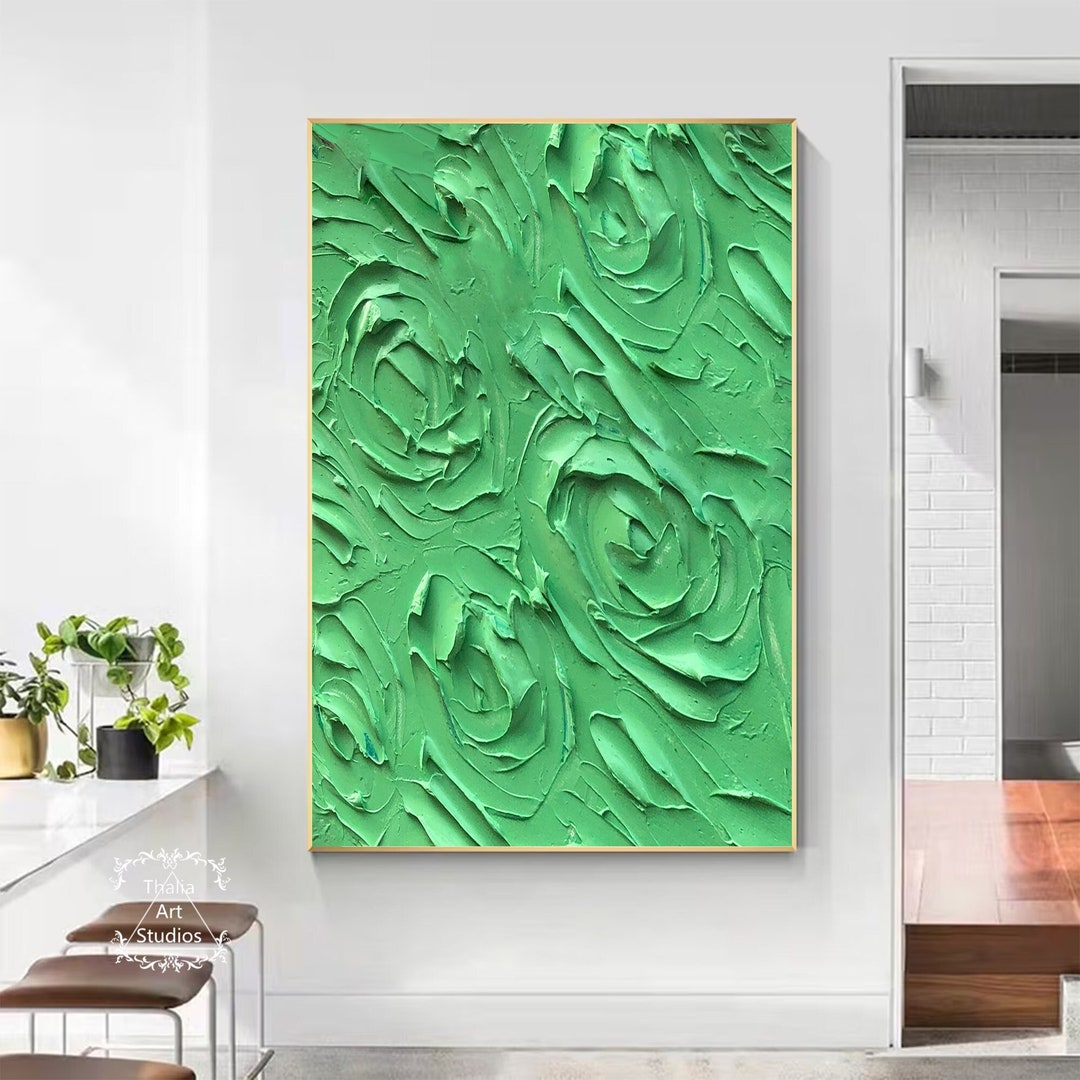 Large Green Minimalist Texture Wall Art Original Green Texture Painting ...