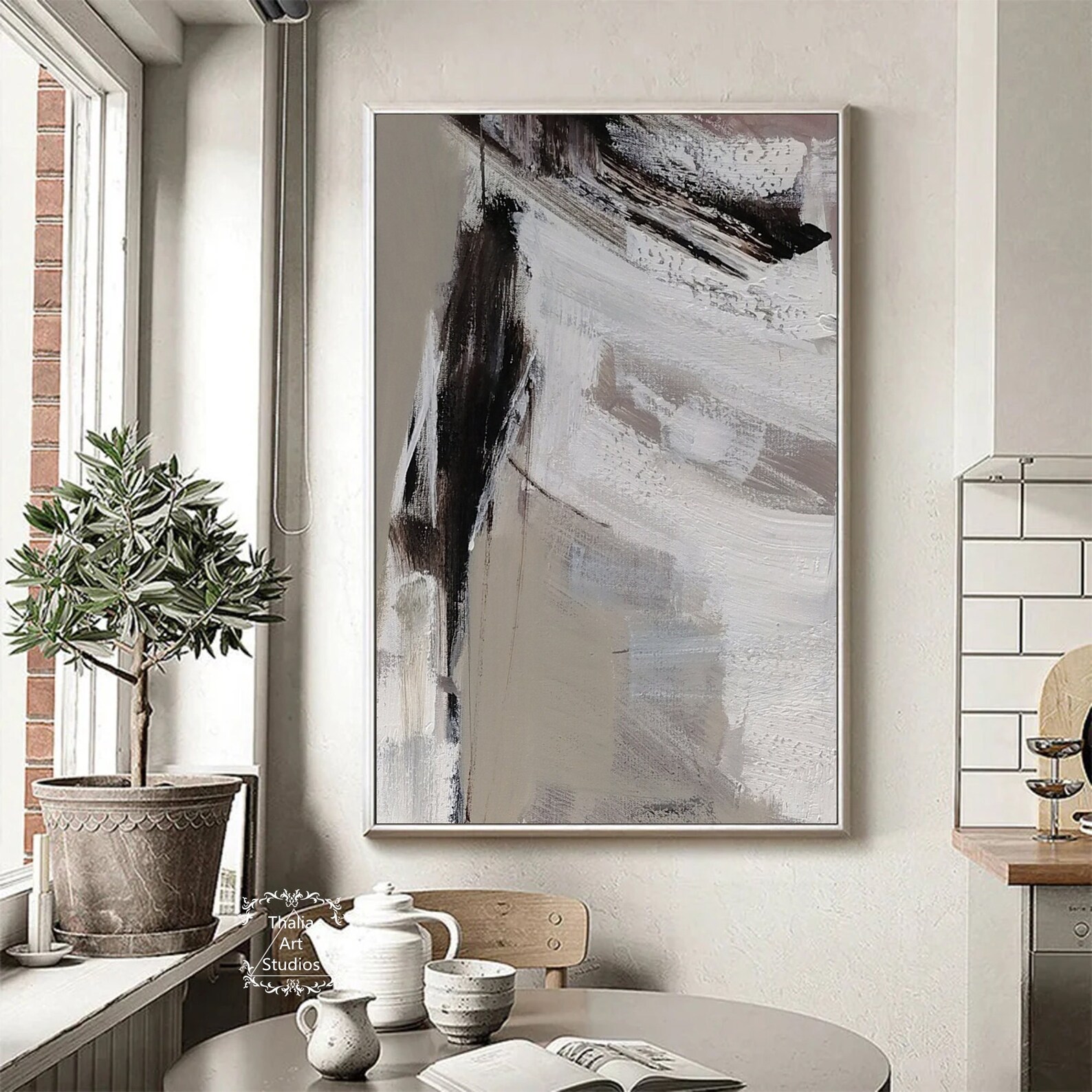 Large Abstract Wall Art Minimalist Abstract Painting White and - Etsy