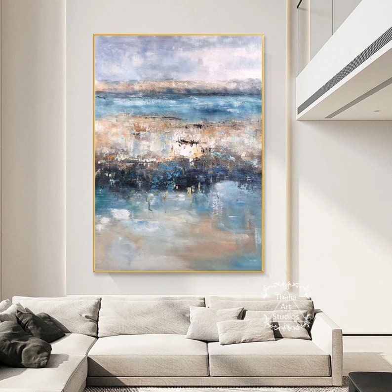 Large Abstract Texture Painting Blue Texture Abstract Painting - Etsy