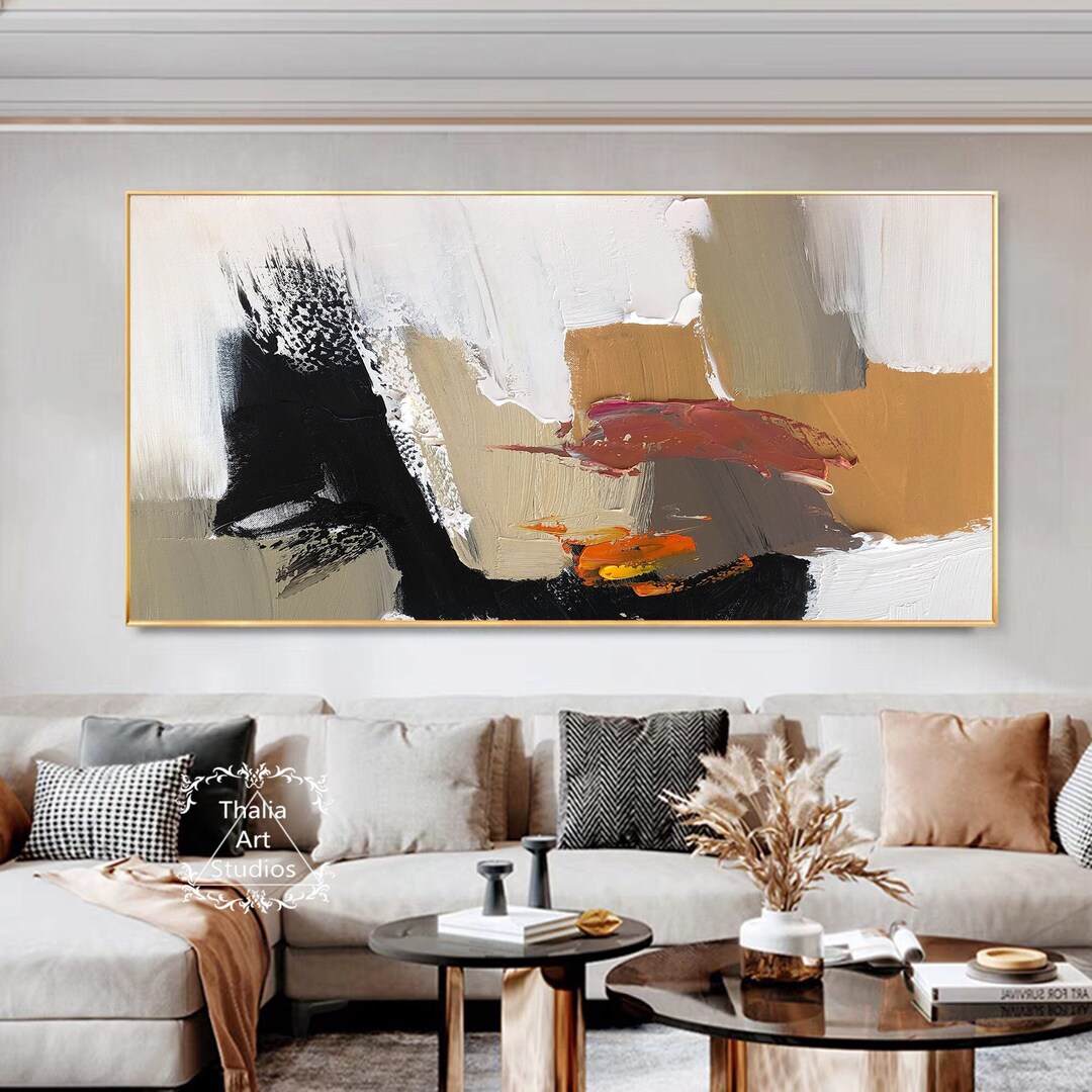 Large Abstract Minimalist Painting Brown Textured Abstract Wall Art ...