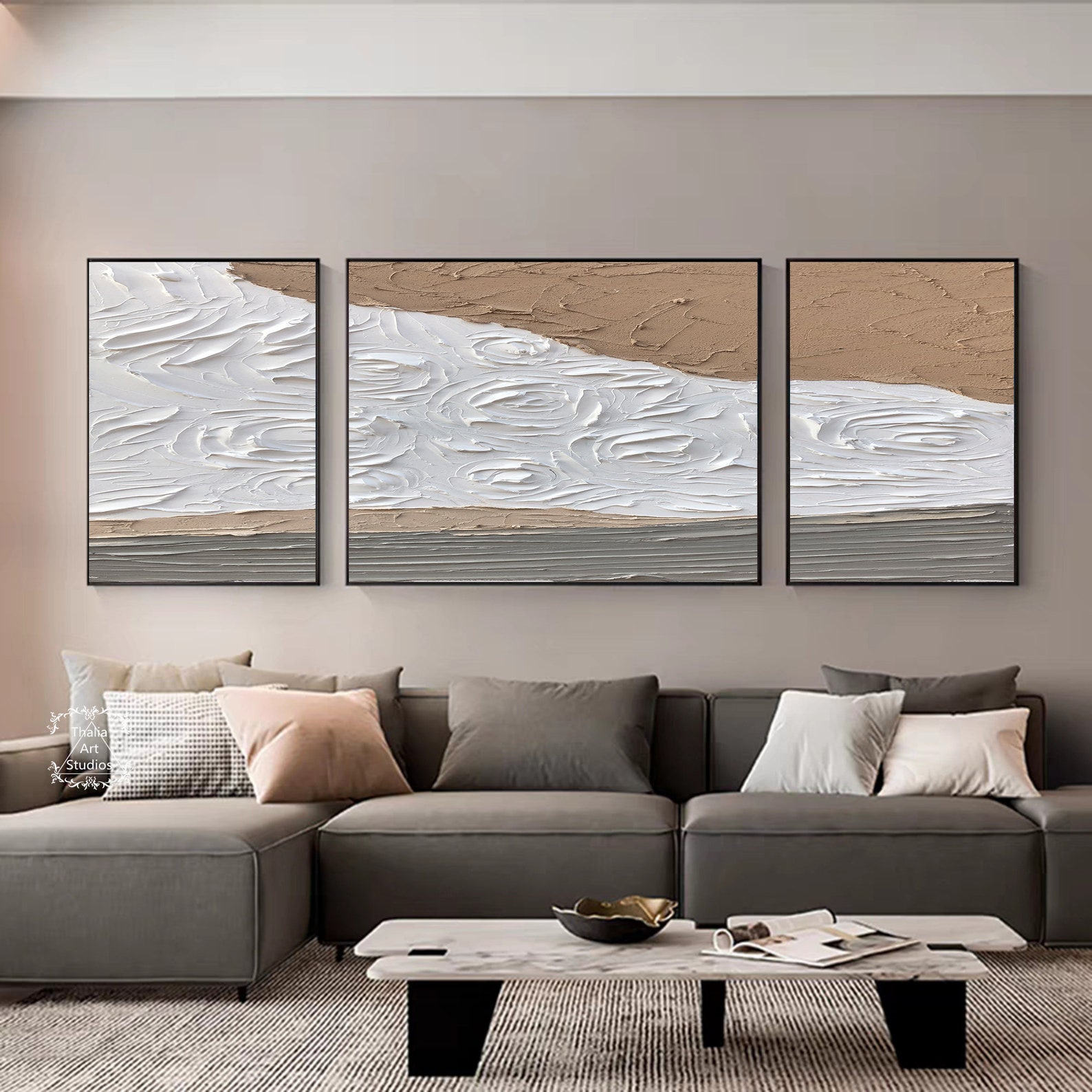 Set of 3 Abstract 3D Texture Paintings Large Abstract Texture Wall Art ...