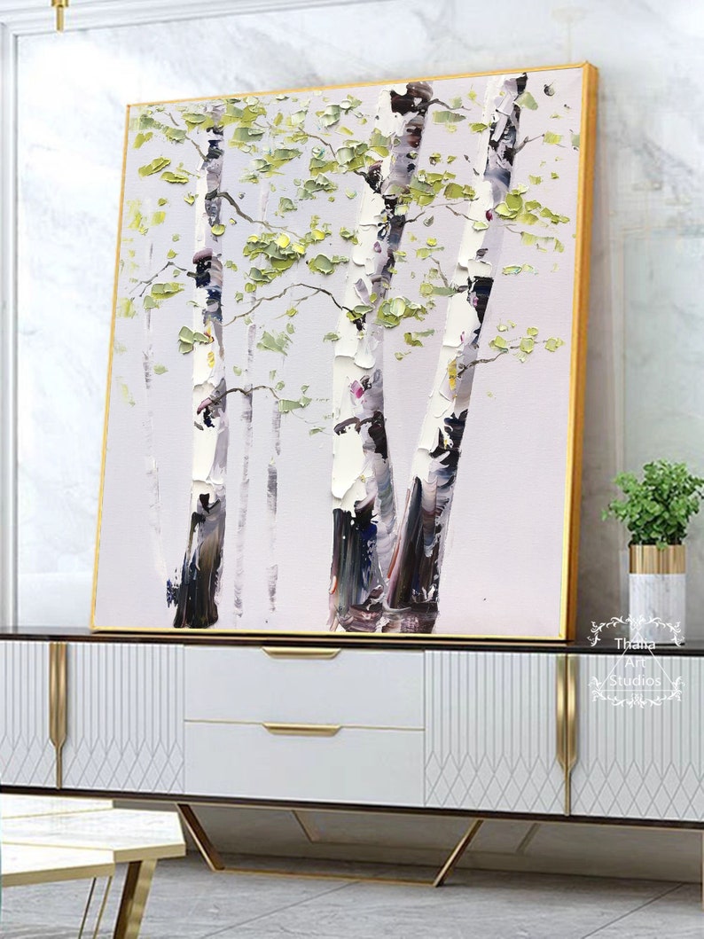 Large Birch Tree Abstract Painting Birch Tree Texture Art - Etsy