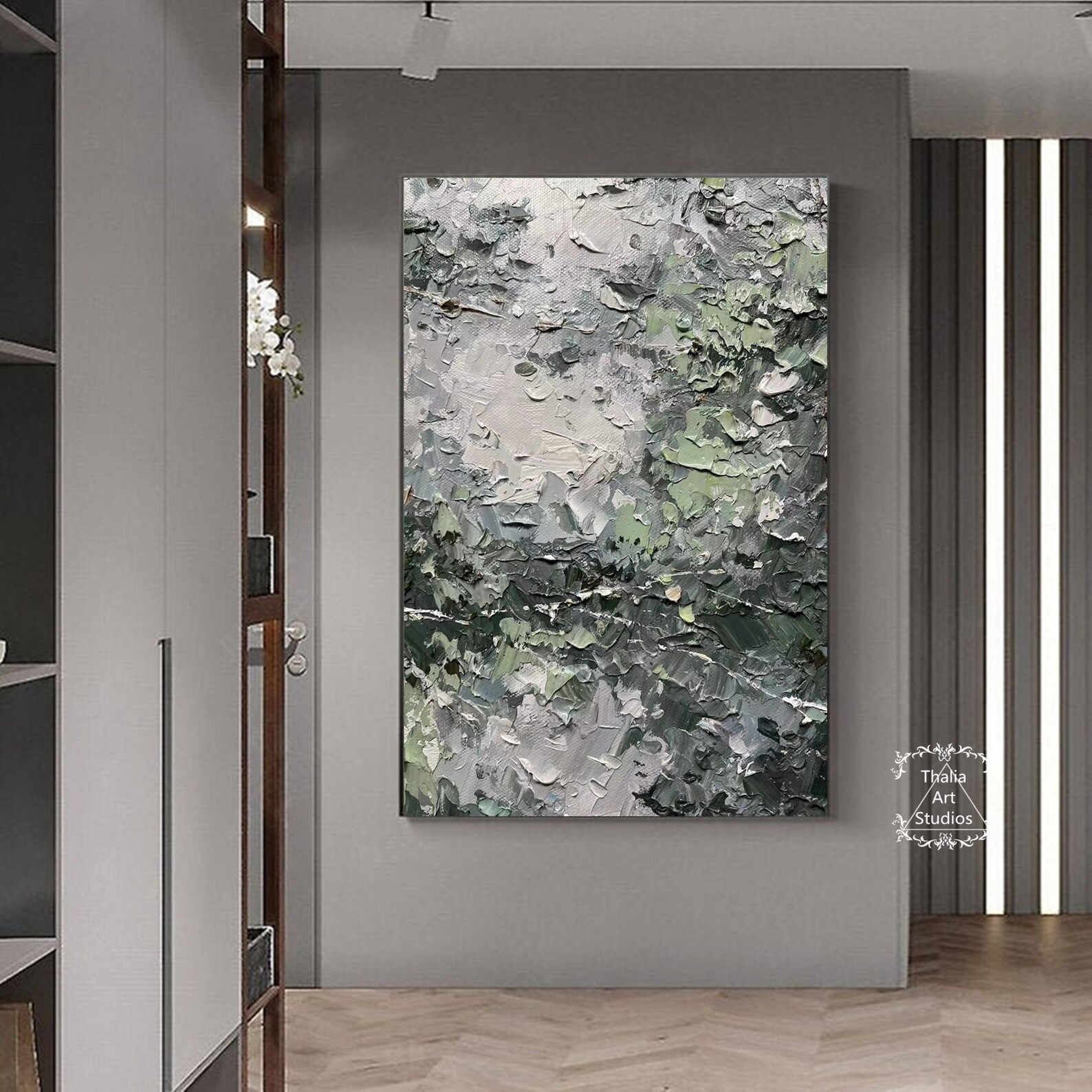 Dark Green Abstract Painting Large Abstract Texture Painting - Etsy