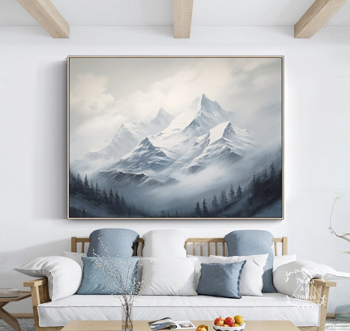 Hand Painted Original Mountain Painting Large Mountain Landscape ...