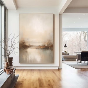 Brown Landscape Abstract Painting Large Minimalist Landscape Art Retro ...