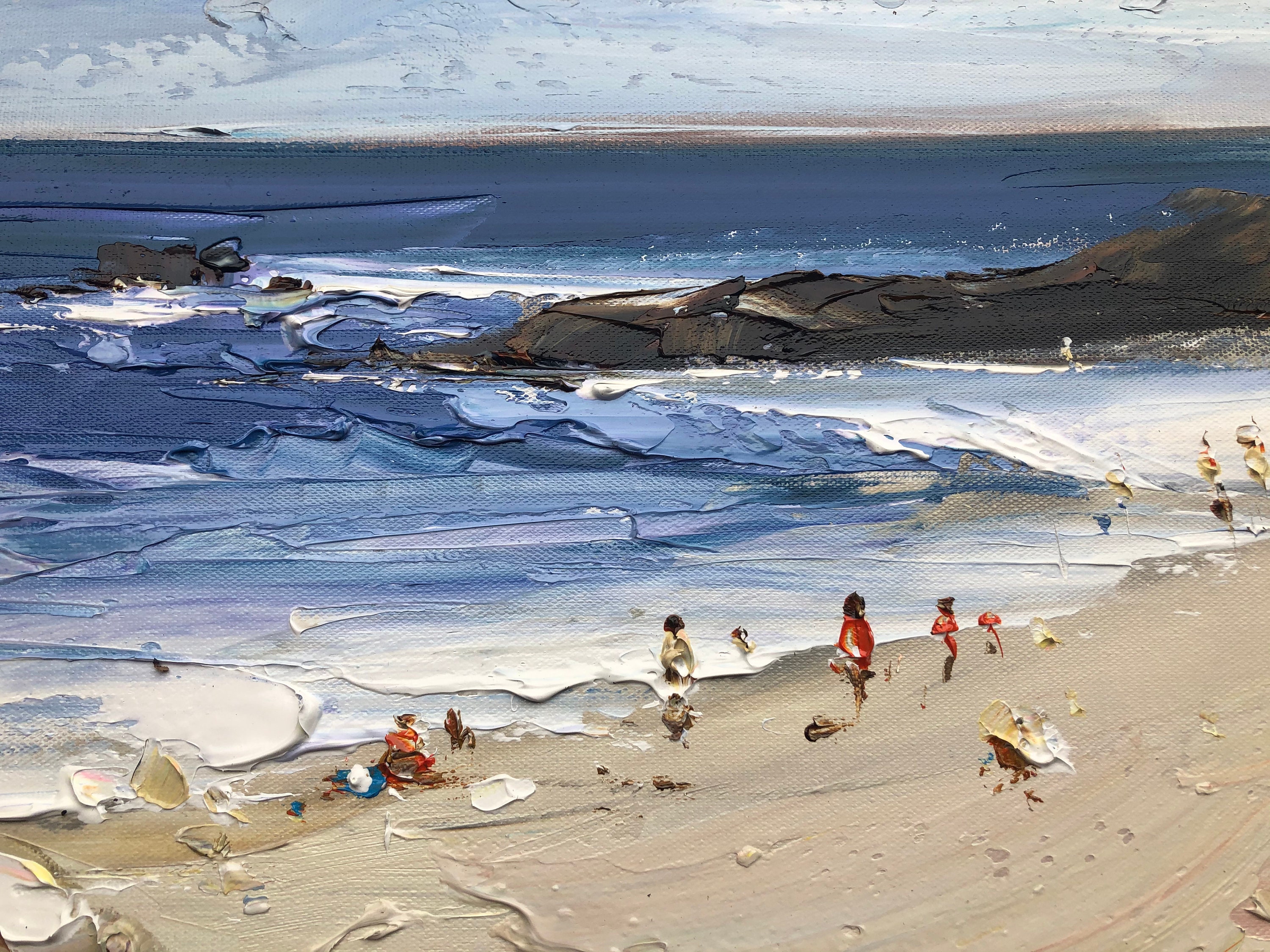 Large beach paintings original beach abstract paintings blue | Etsy