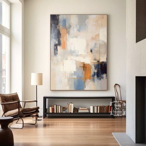 Original Colorful Abstract Textured Canvas Painting Large Abstract Blue ...