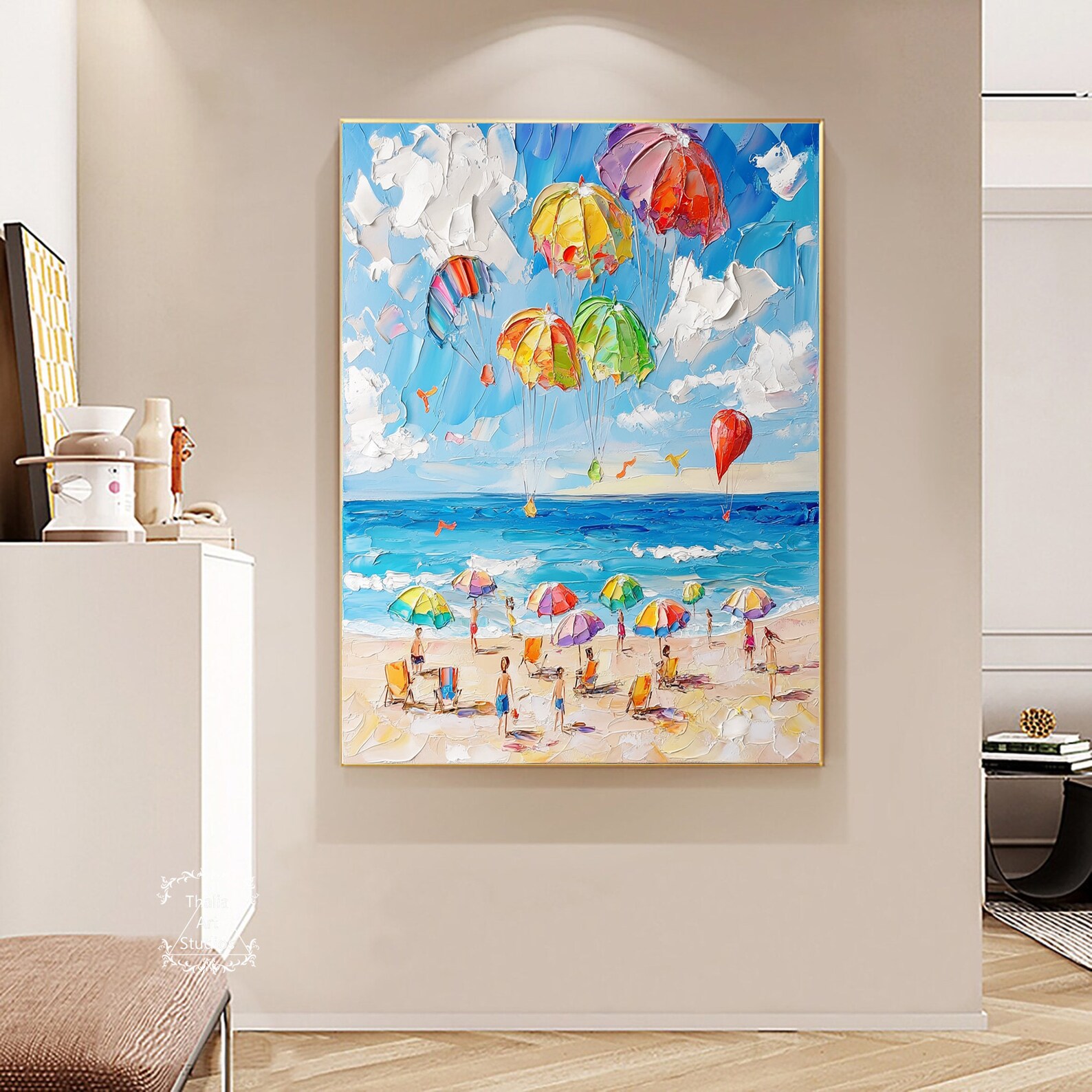 Abstract Beach Vacation Memorial Oil Painting Original Summer Beach ...