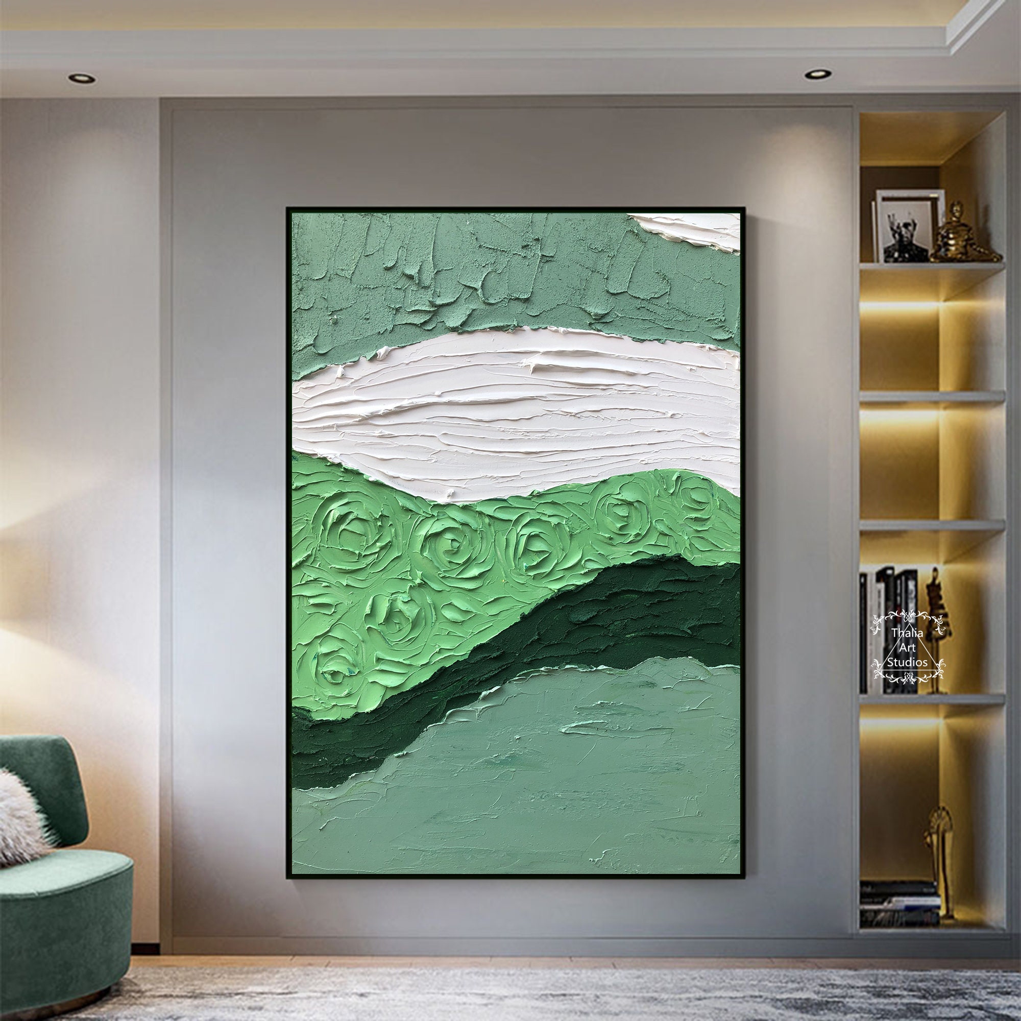 Green Texture Painting Large Abstract Painting Original - Etsy