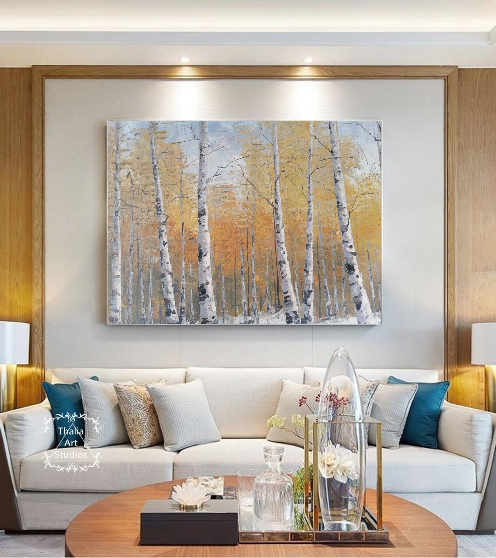 Large Birch Tree Abstract Painting Birch Forest Landscape - Etsy