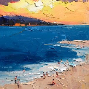 Large Ocean Painting Beach Sunset Painting Beach Canvas Art - Etsy