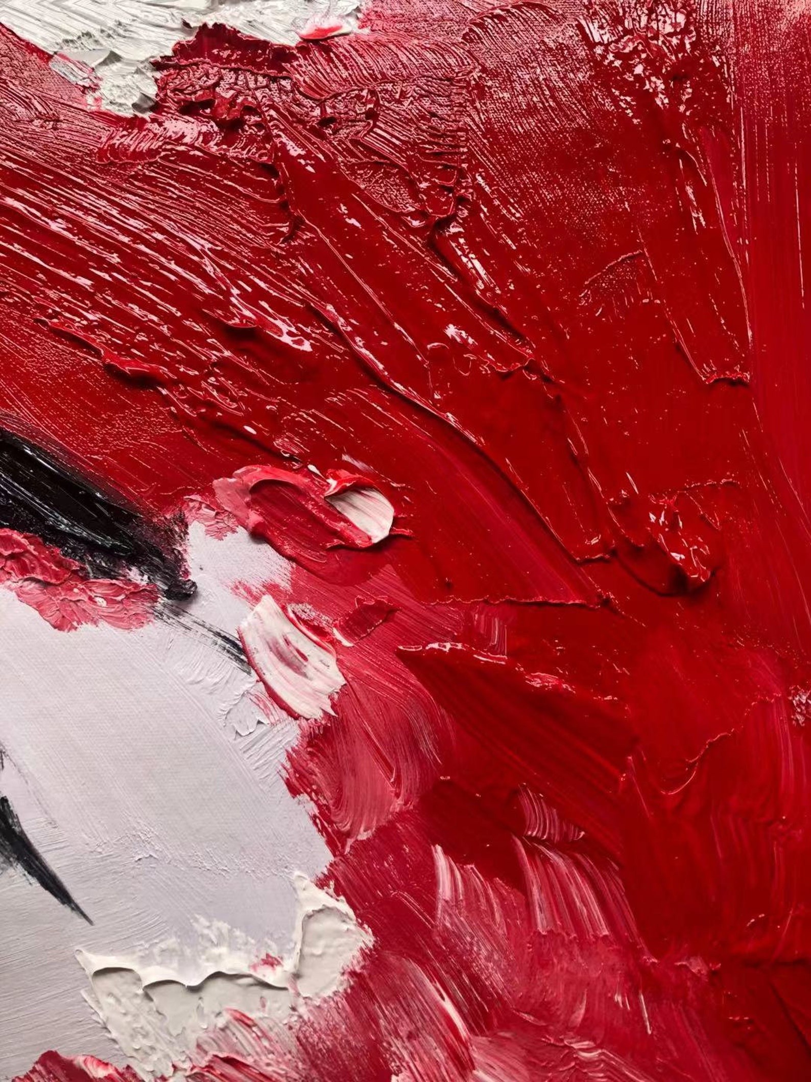 Large Red Abstract Painting White Abstract Wall Art Modern Red - Etsy