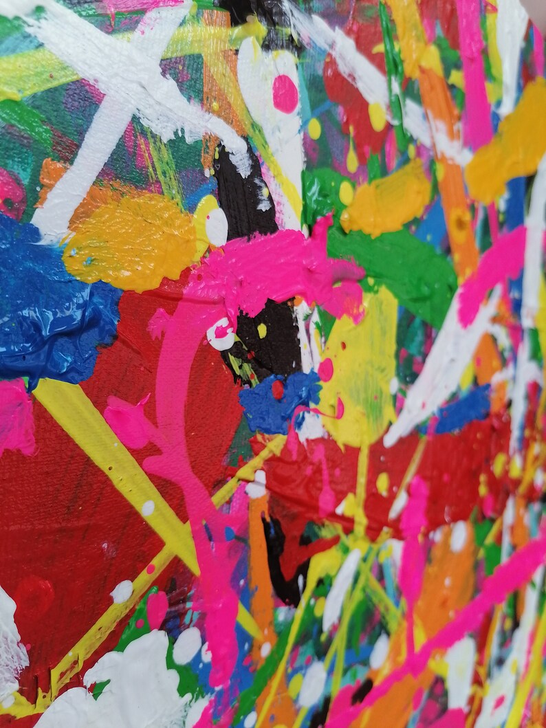 Large Colorful Abstract Painting Hand Painted Pink Abstract - Etsy