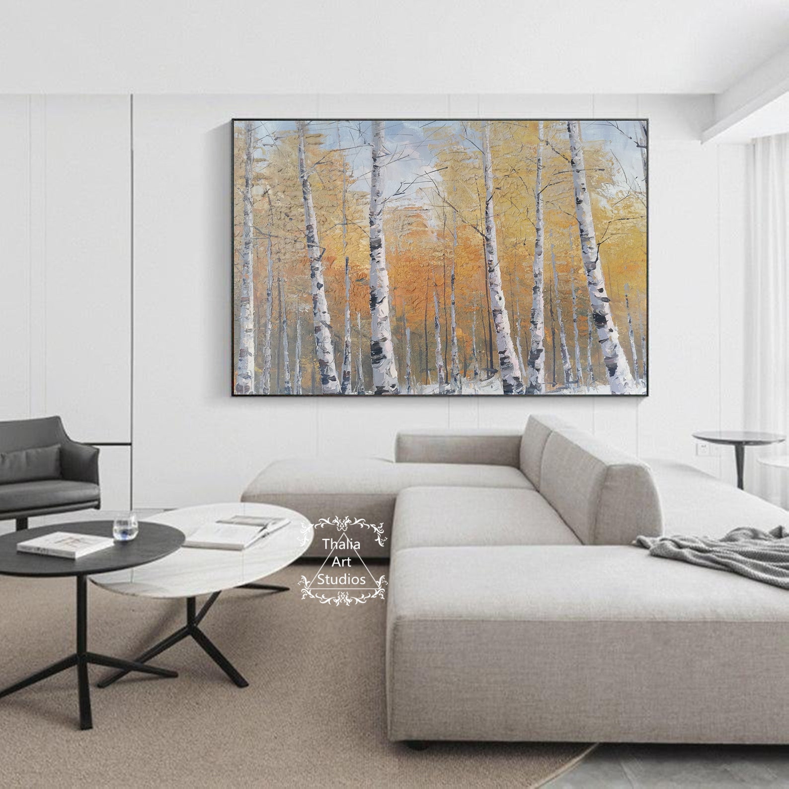 Large Birch Tree Abstract Painting Birch Forest Landscape - Etsy