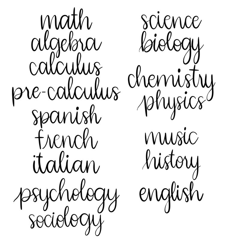 Vinyl notebook subject decals perfect for back to school | Etsy