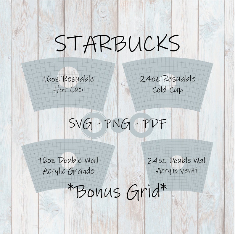 Starbucks Cups Template Bundle SVG PNG and PDF - Etsy