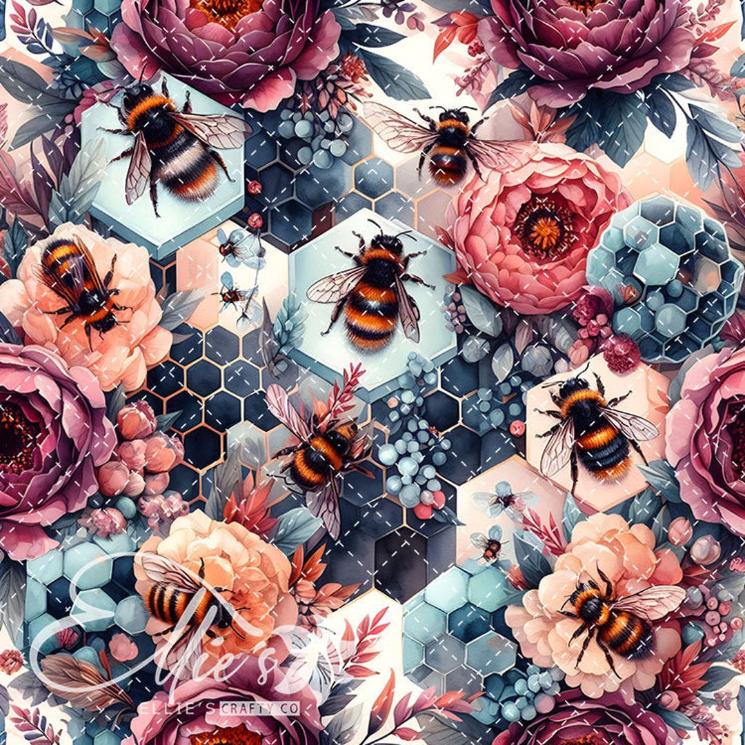 Floral Bees Colorful 22 Digital Images (not Seamless) - Etsy