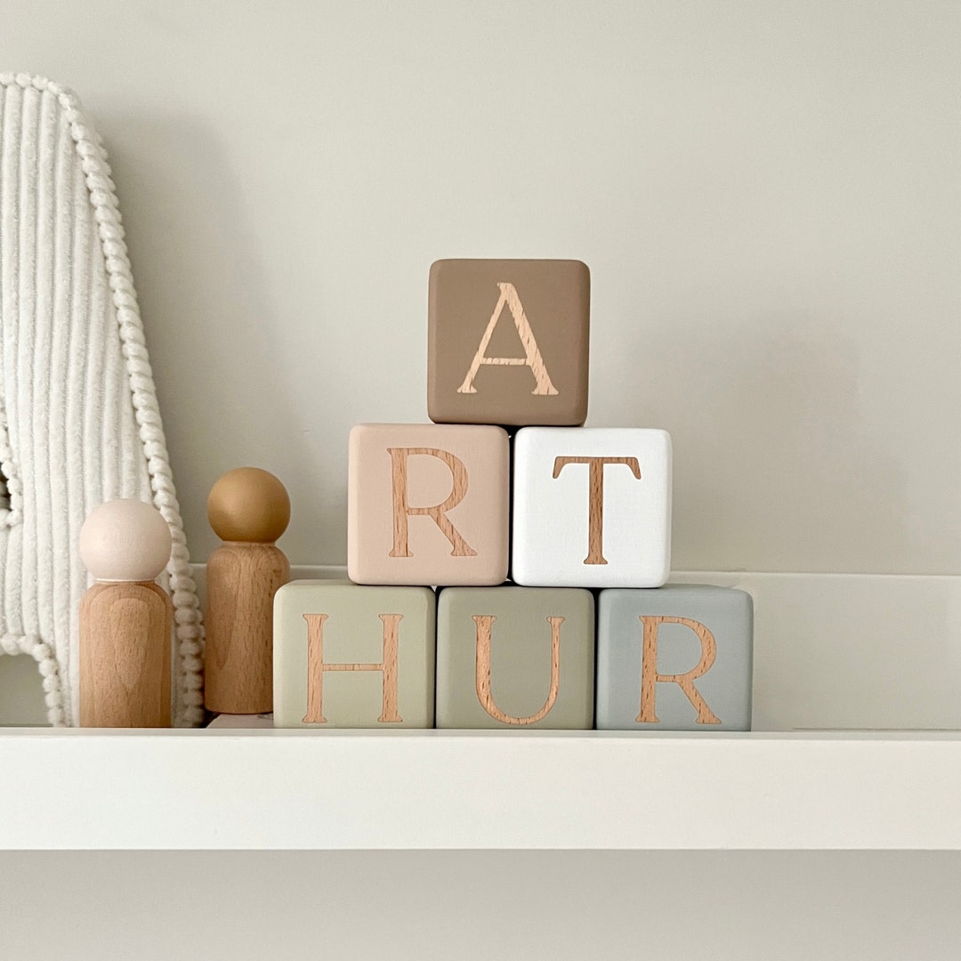 Personalised Wooden Name Blocks, Neutral Nursery Decor | Custom New ...