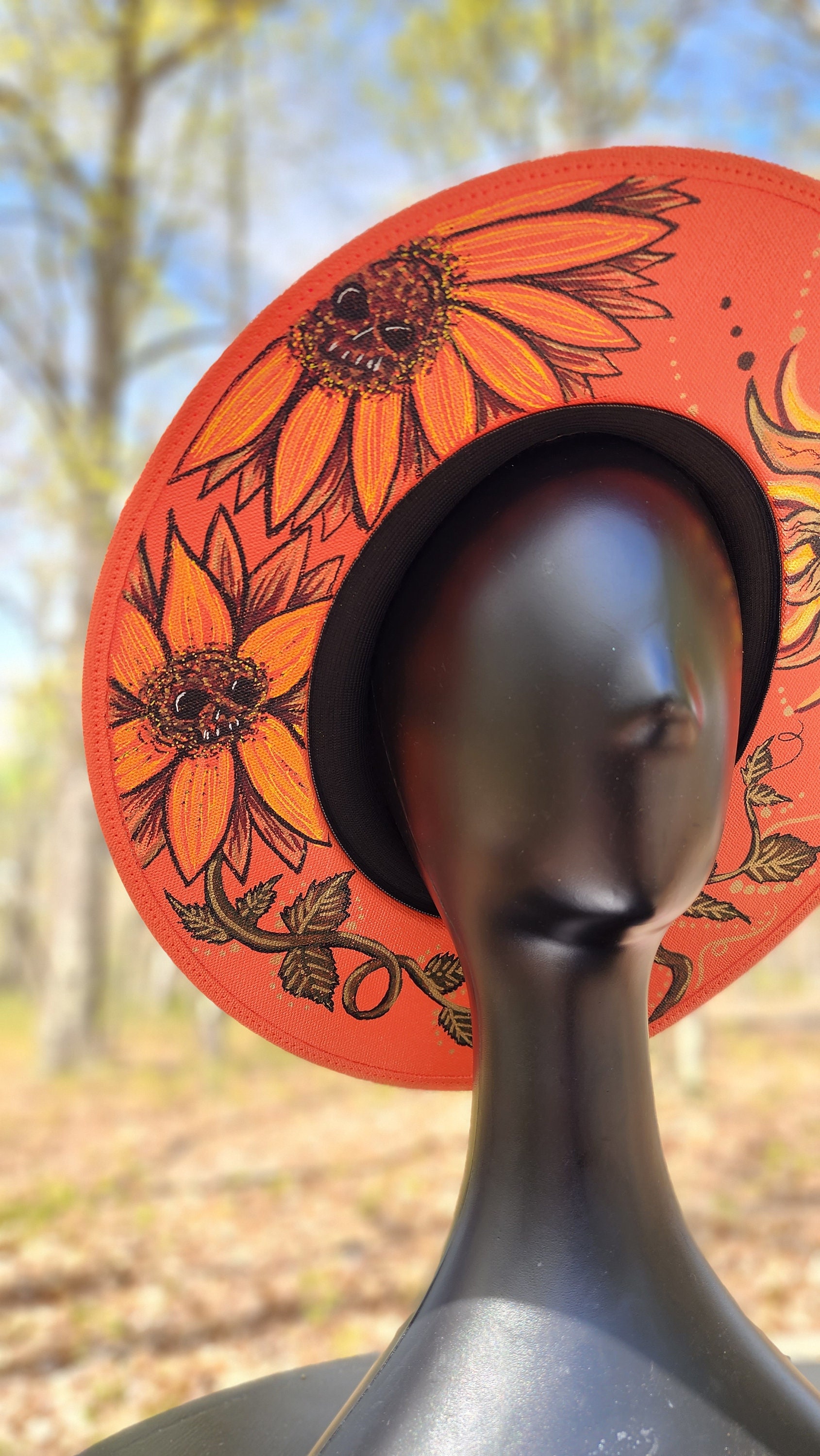 Orange Summer Goth Sunflower Sun Hat Wearble Art Hand Painted - Etsy