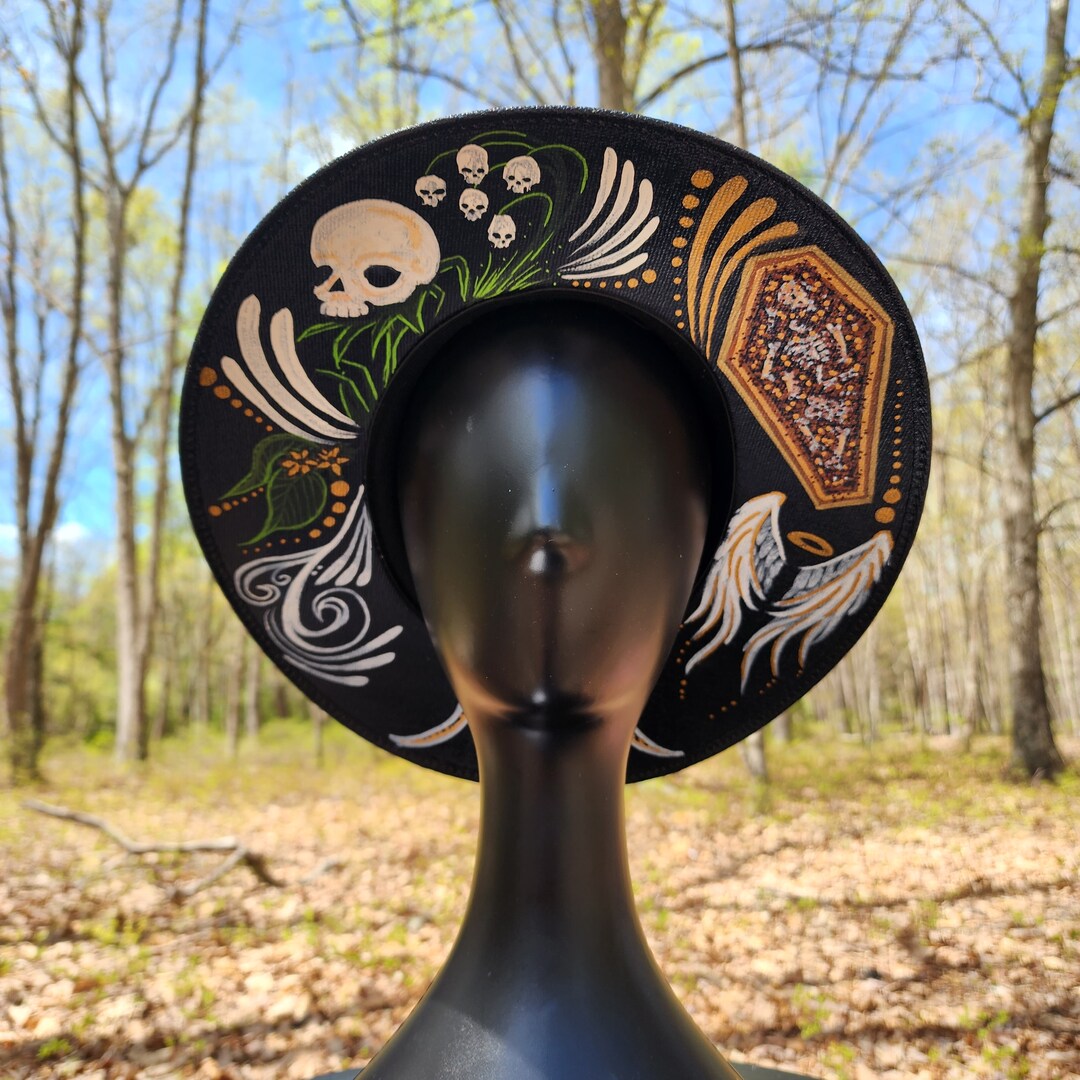 Weeping Death Summer Goth Wearable Hand Painted Art Sun Hat - Etsy