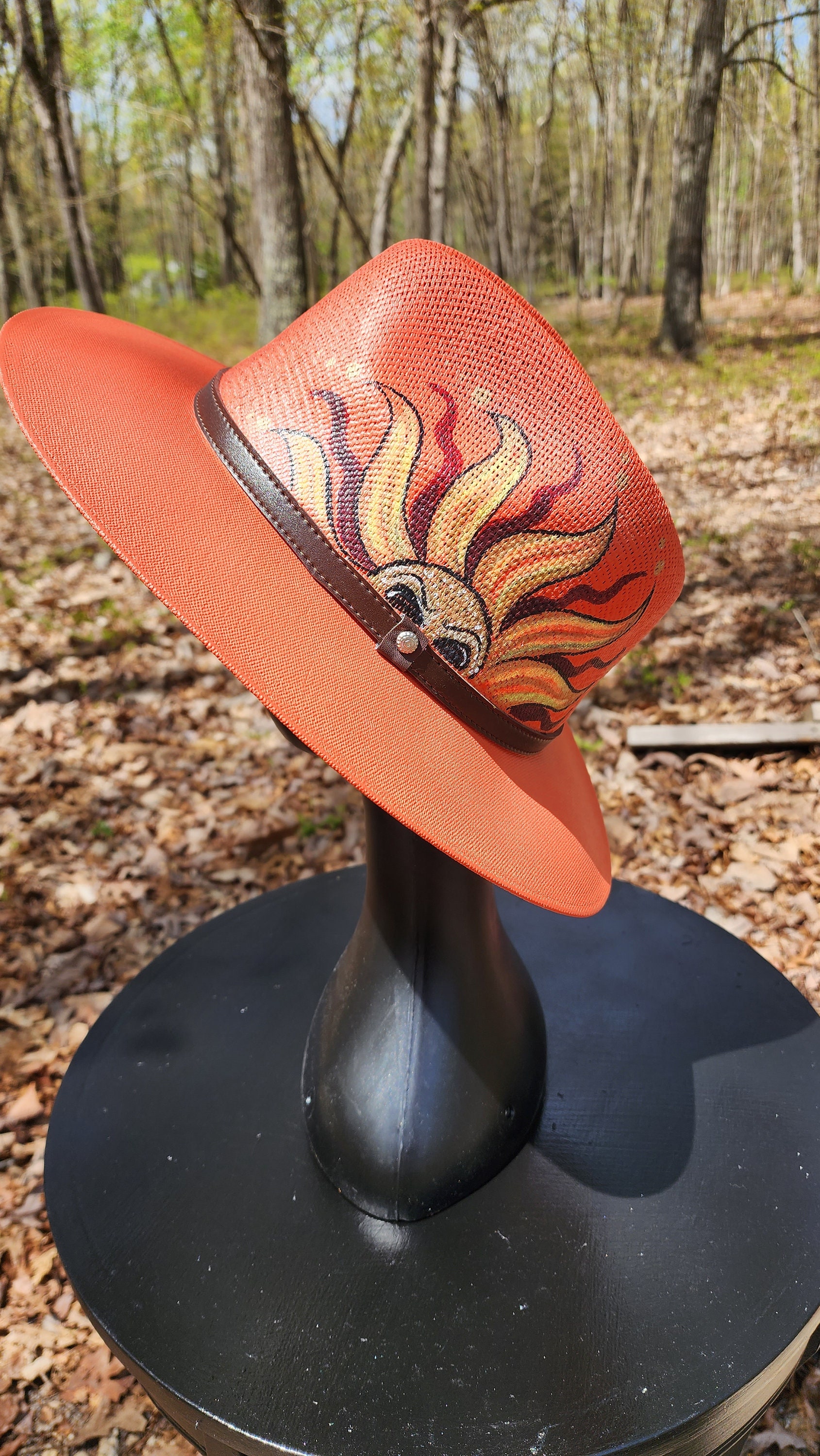 Orange Summer Goth Sunflower Sun Hat Wearble Art Hand Painted - Etsy