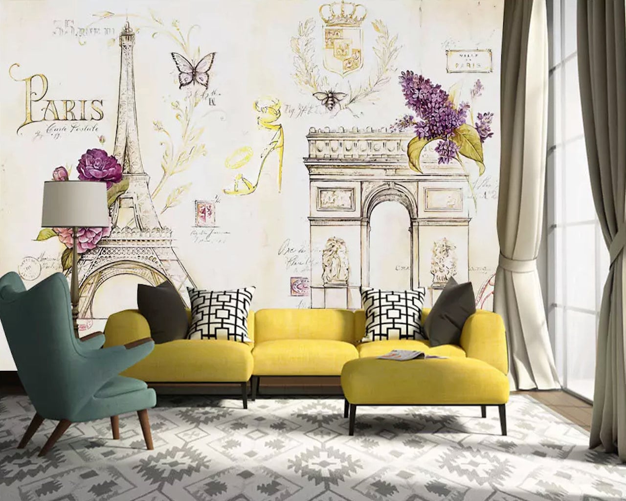 Paris Wallpaper Purple
