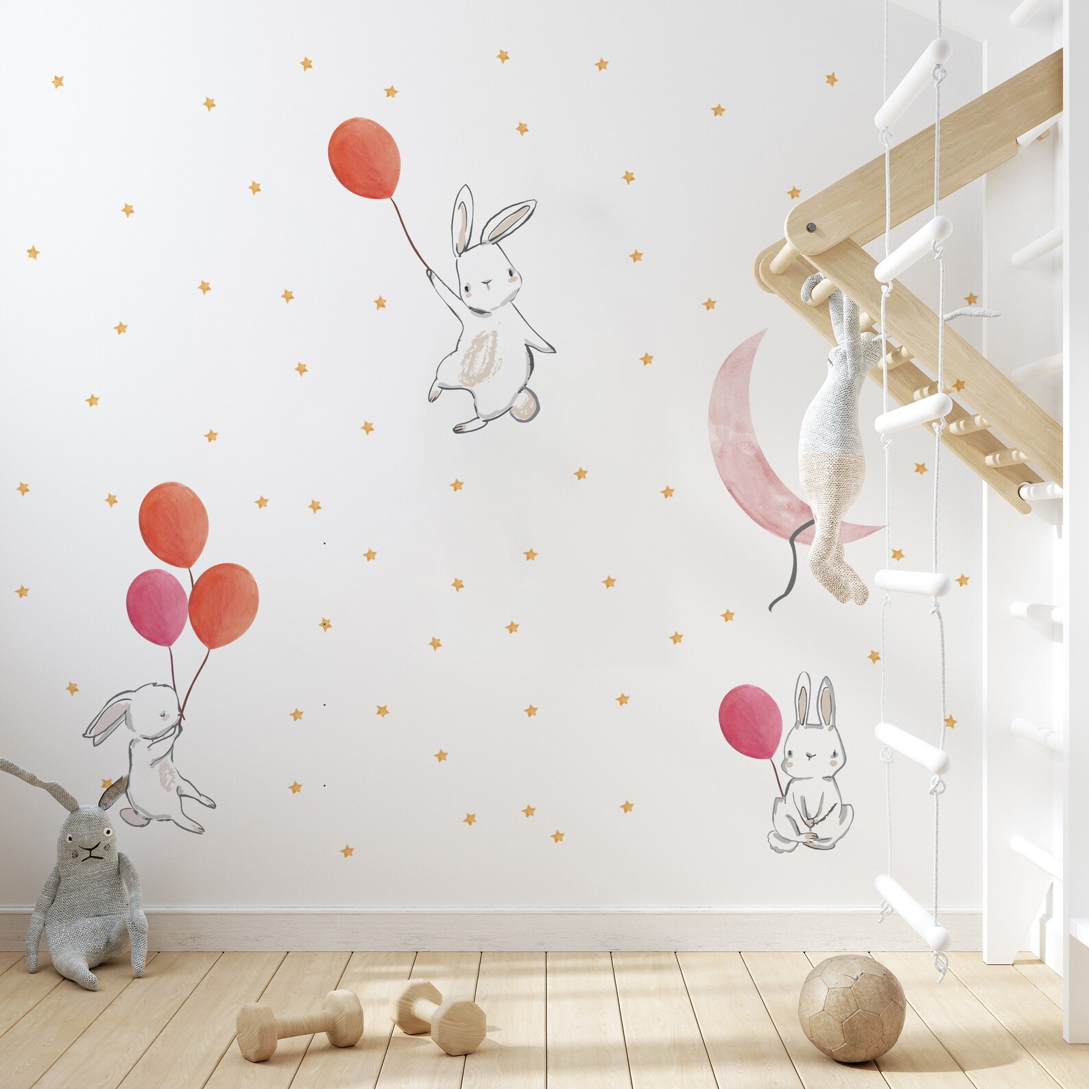 Peel&stick Smiling Cloud and Moon Wall Sticker Set Removable Self ...