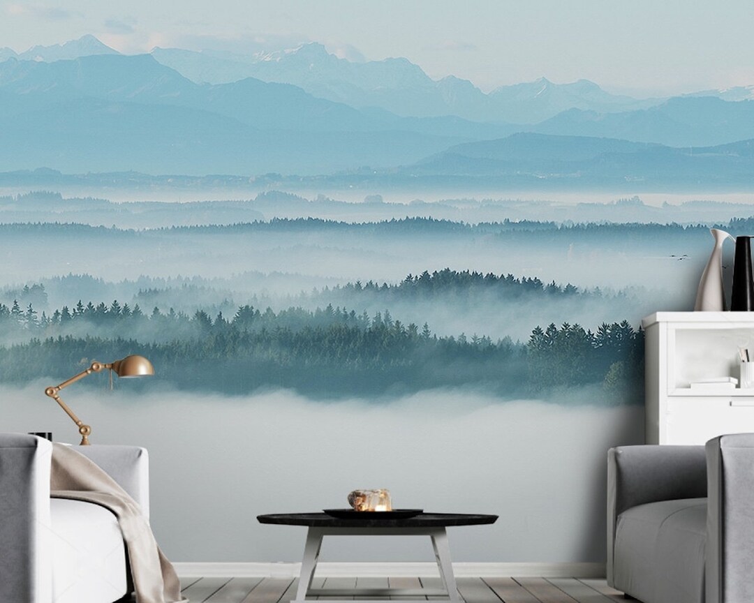 Misty Nature Mountain Self Adhesive Peel and Stick Removable Non-pasted ...