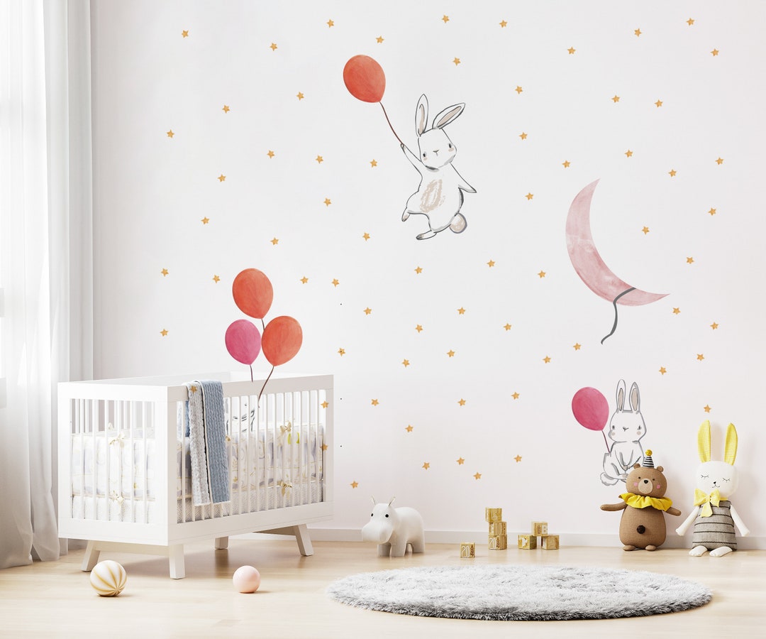 Peel&stick Smiling Cloud and Moon Wall Sticker Set Removable Self ...