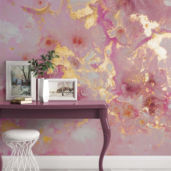 Wallpaper Pink and Gold - Etsy