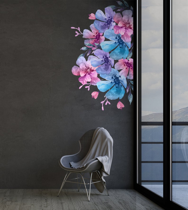 8 Large Gardenia Flower Wall Decal Set Bouquet Flowers Removable Self ...