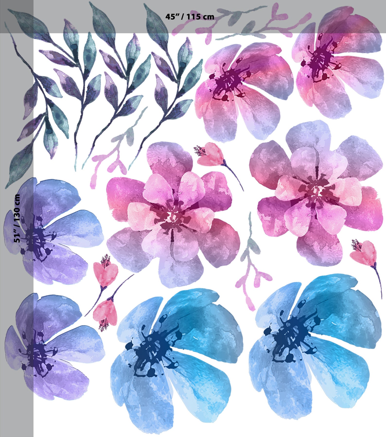 8 Large Gardenia Flower Wall Decal Set Bouquet Flowers Removable Self ...