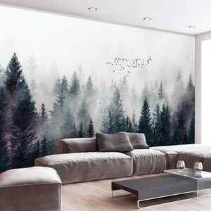 Misty Forest Nature Self Adhesive Peel and Stick Mountain Removable Non ...
