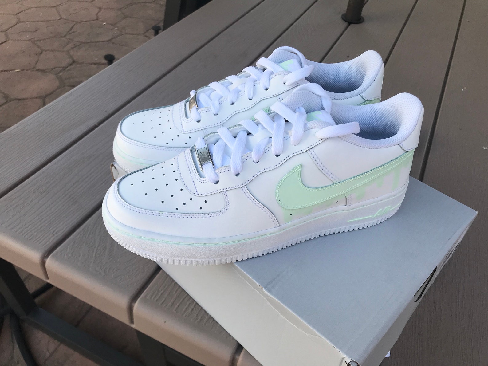 CUSTOM Nike Air Force 1, Drip Painted Nikes, Mint Nikes, Nike Shoes ...