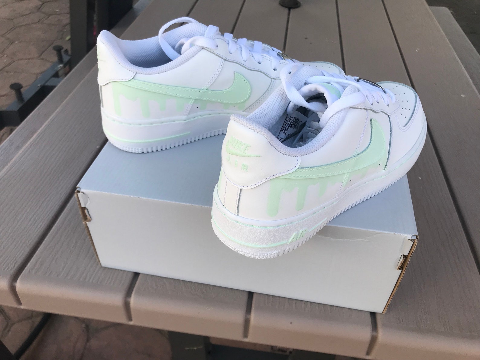 CUSTOM Nike Air Force 1, Drip Painted Nikes, Mint Nikes, Nike Shoes ...