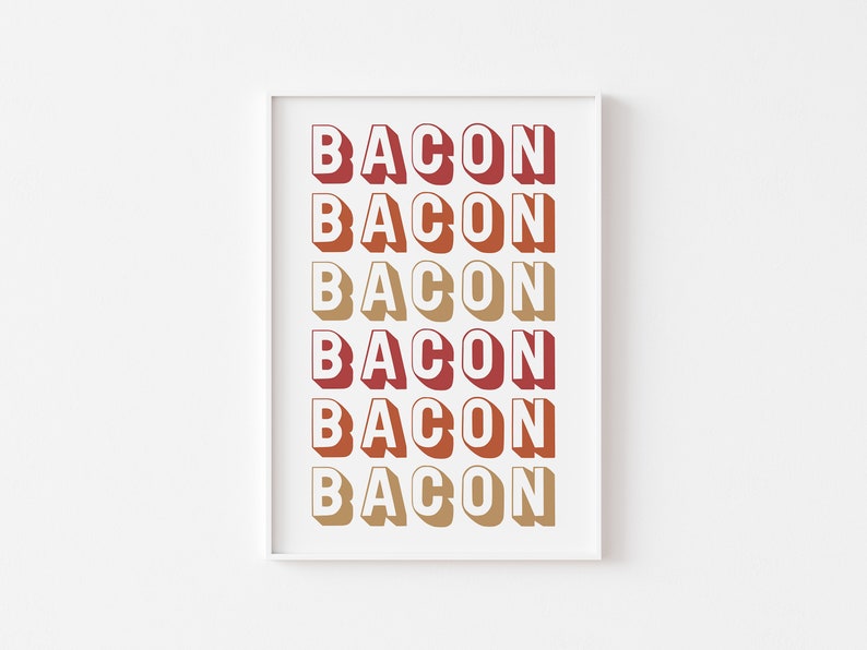 DIGITAL DOWNLOAD Bacon Bacon Kitchen Wall Decor Breakfast Food - Etsy