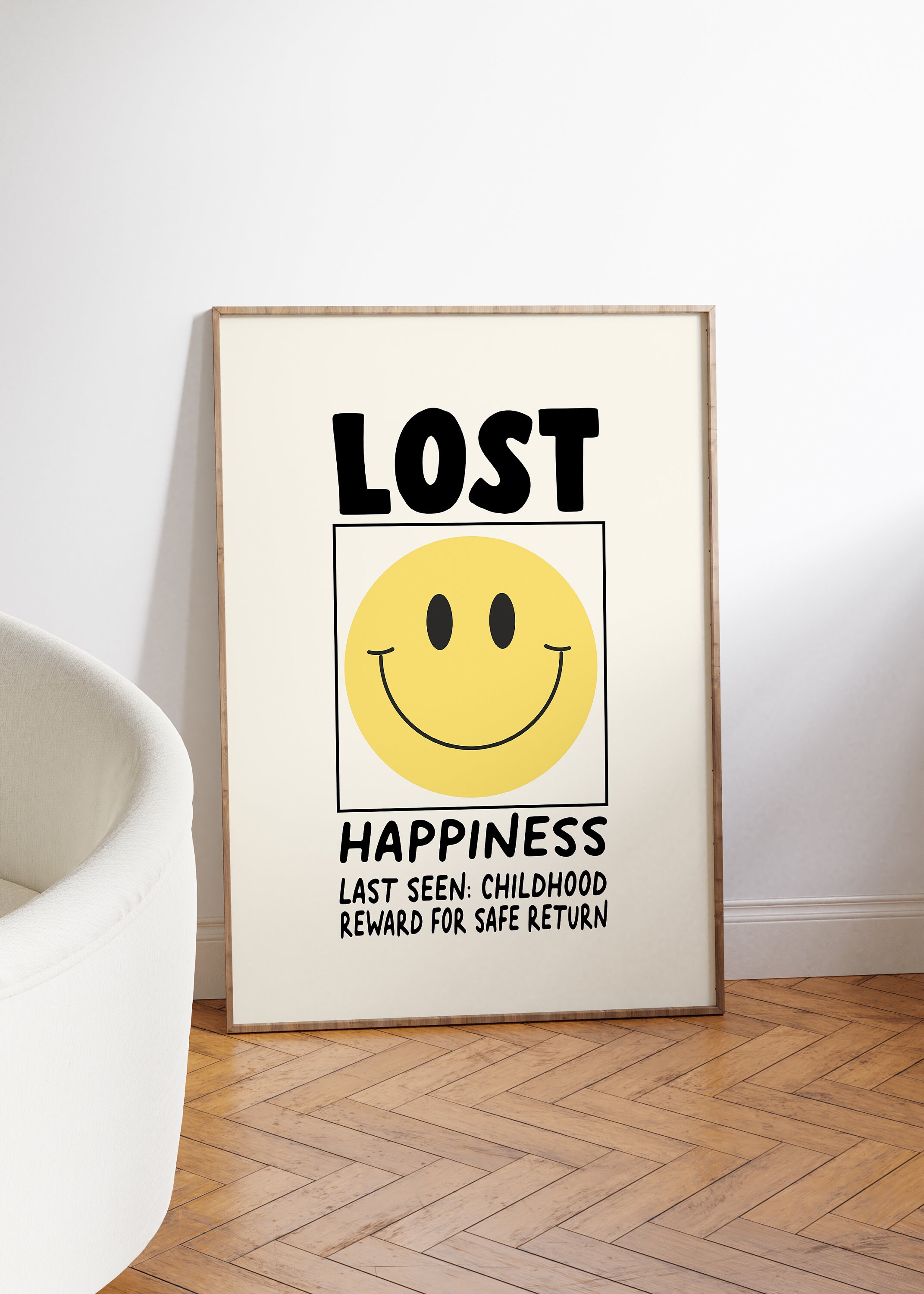 DIGITAL DOWNLOAD, Lost Happiness, Aesthetic Room Decor, Retro Wall Art ...