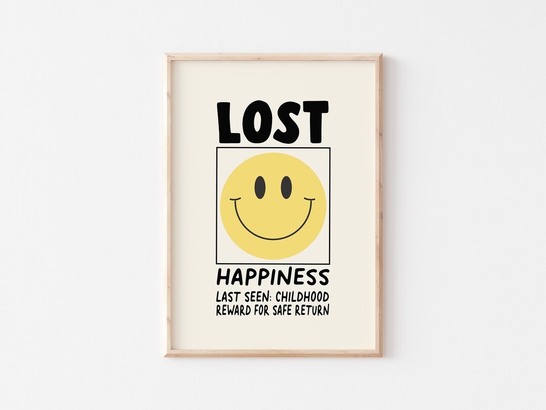 DIGITAL DOWNLOAD, Lost Happiness, Aesthetic Room Decor, Retro Wall Art ...