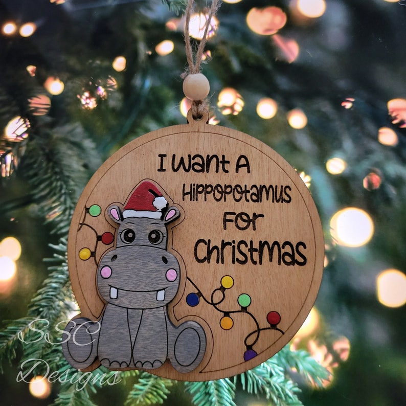 Hippo Christmas Ornament I Want a Hippopotamus for Christmas - Etsy