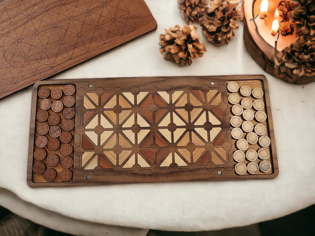 Wooden Fanorona Game, Fanoron-tsivy, Strategy Game, Wooden Tabletop ...