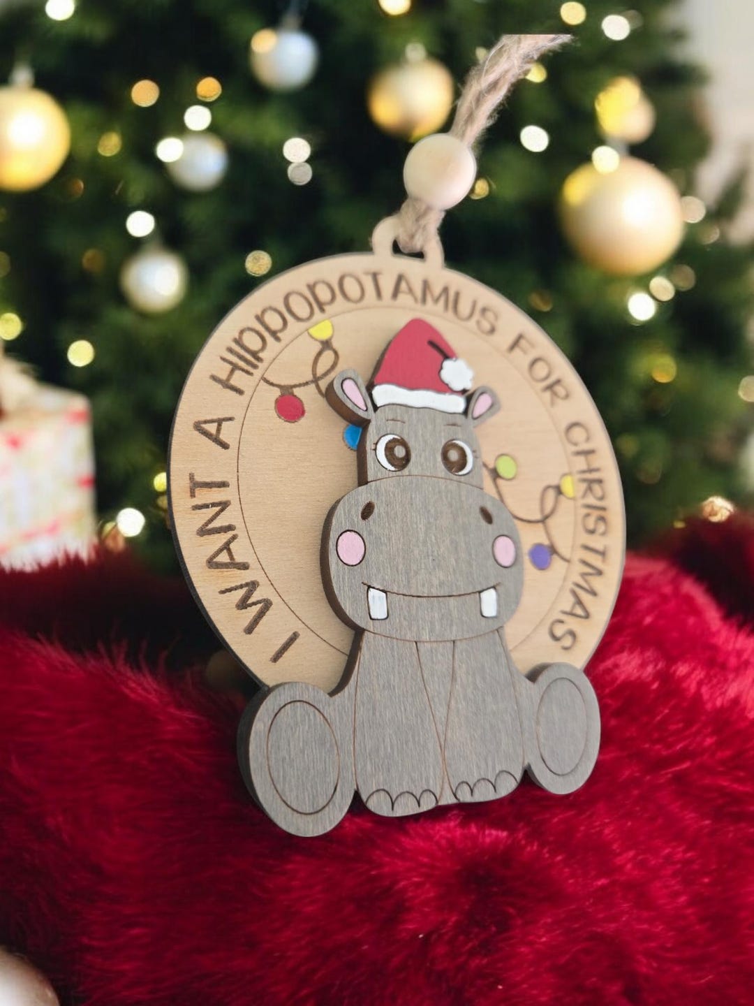 Hippo Christmas Ornament, I Want a Hippopotamus for Christmas , Hippo ...