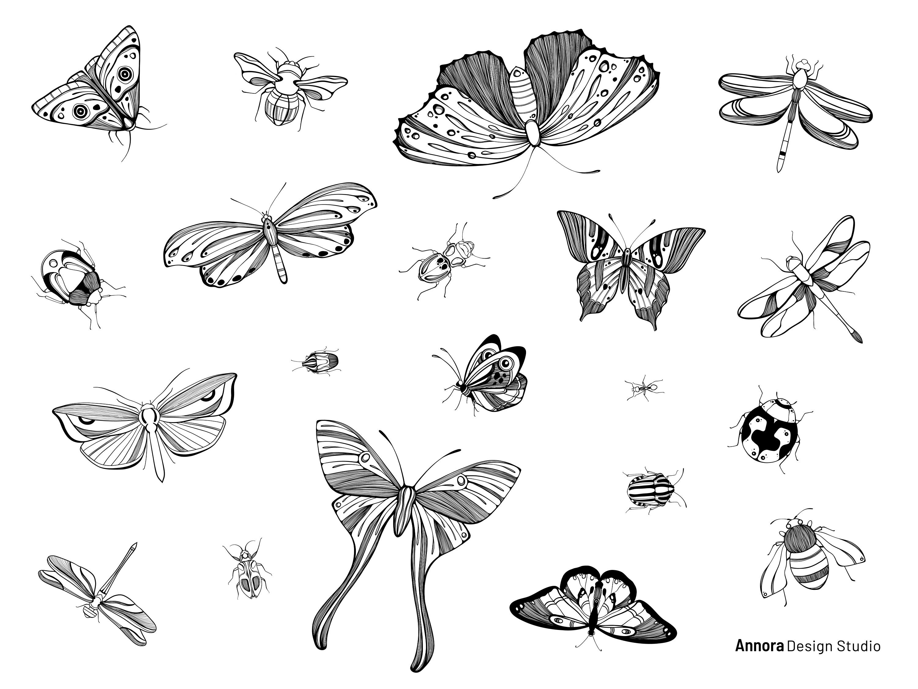 Lineart Insects Pack 1 Procreate Brushes Digital Stamp Brush Set ...