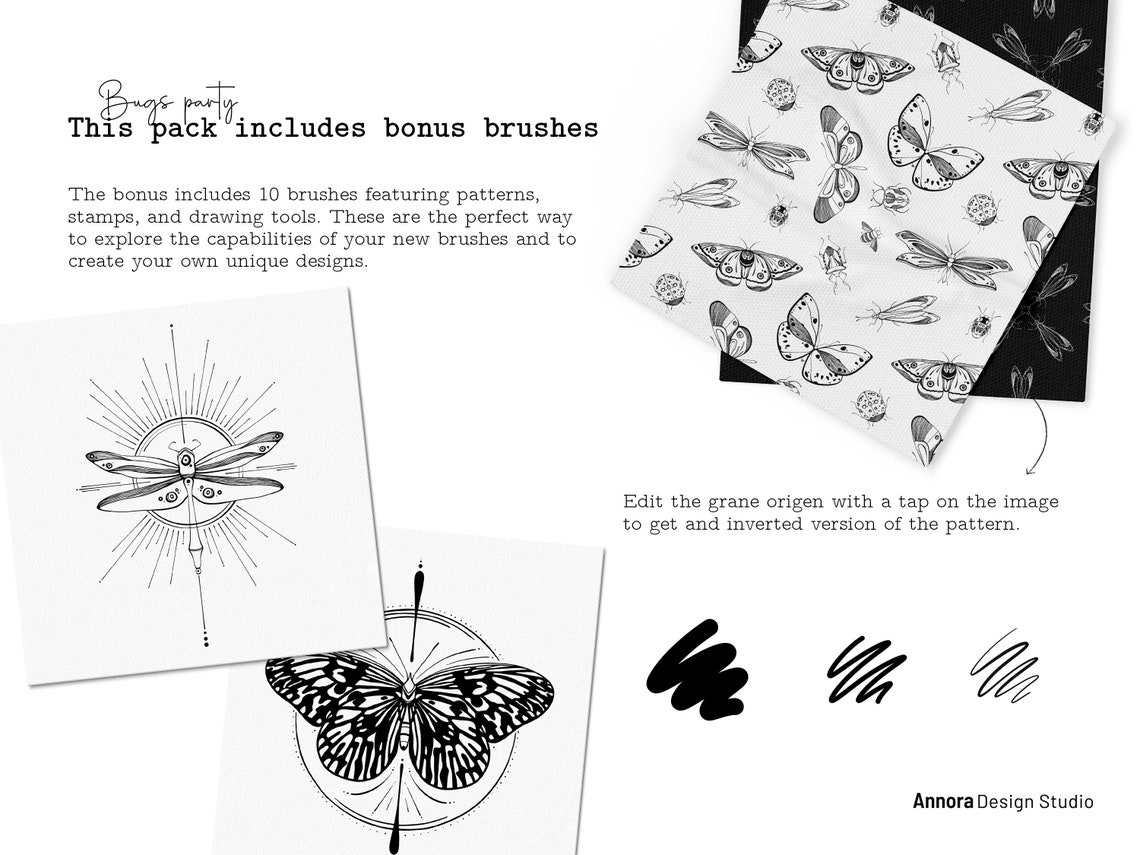 Lineart Insects - Pack 2 - Procreate Brushes - Digital Stamp Brush Set ...