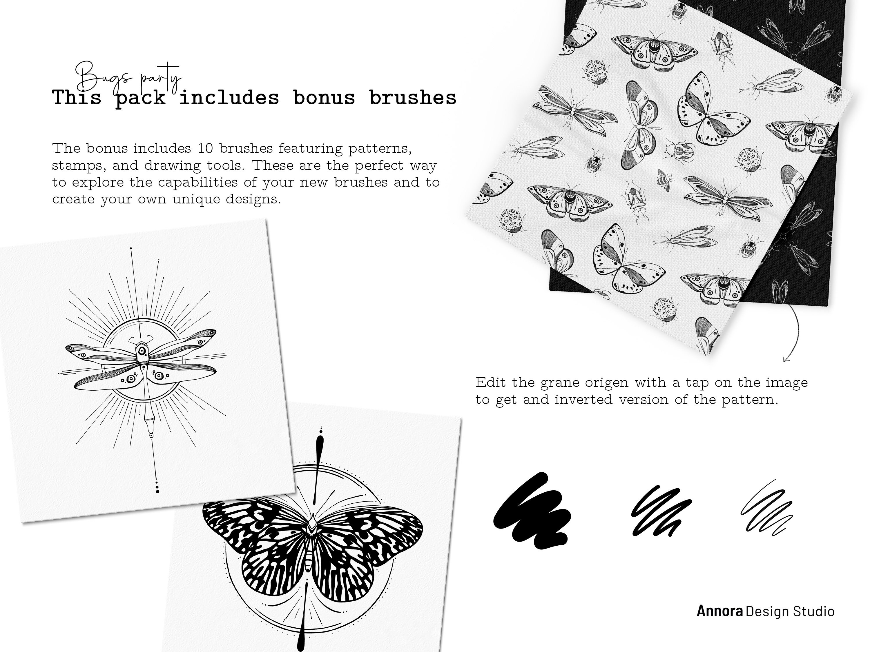 Lineart Insects - Pack 2 - Procreate Brushes - Digital Stamp Brush Set ...